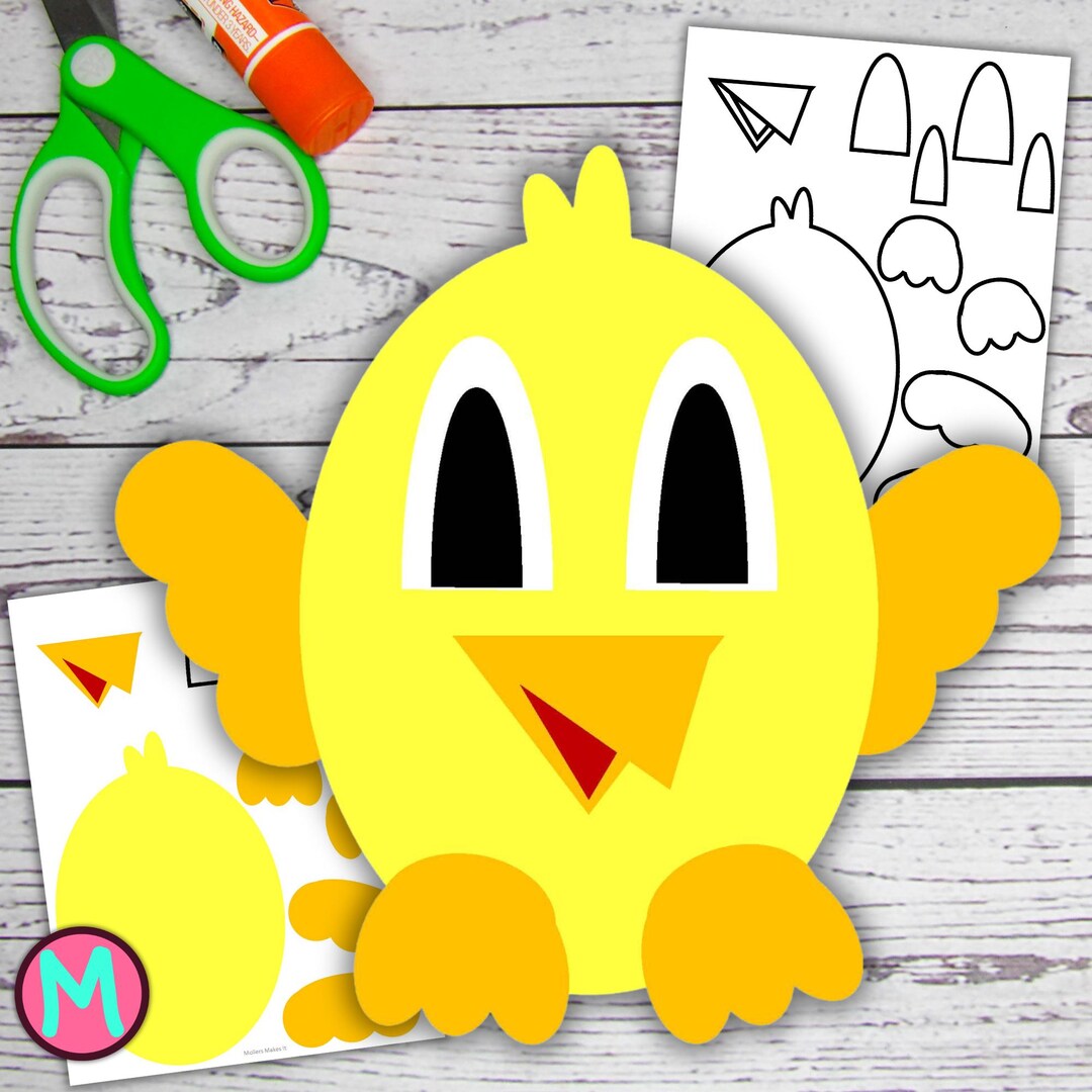 Chick Craft Template for Kids, Kids Paper Crafts, Printable Pattern ...