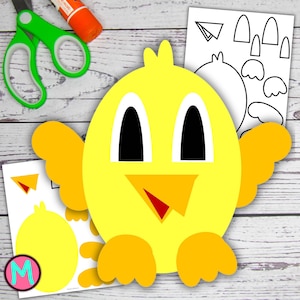 Chick Craft Template for Kids, Kids Paper Crafts, Printable Pattern ...
