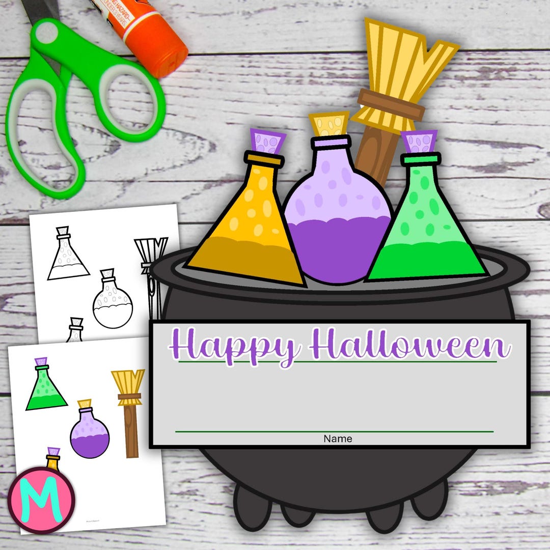 Witch Name Cauldron Craft Template for Halloween, Simple Halloween ...