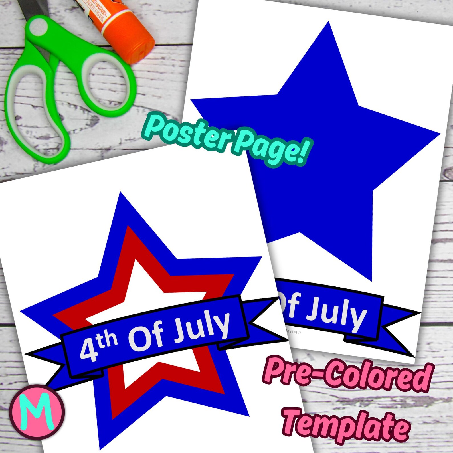 4th of July Star Craft Template, Simple Cut and Glue Toddler Craft ...
