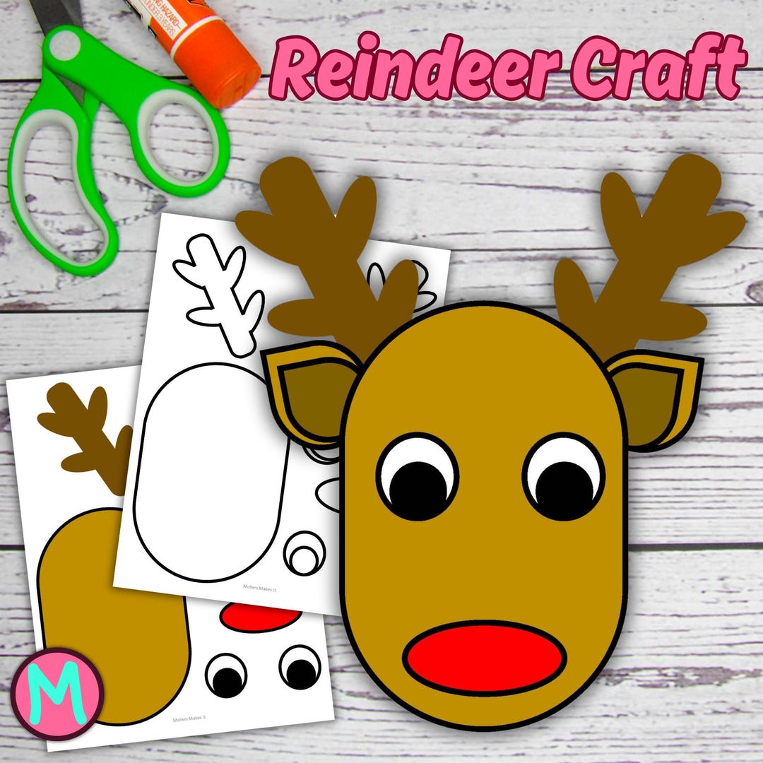 Red Nosed Reindeer Craft Template: Cut & Glue Printable (PDF) - Etsy