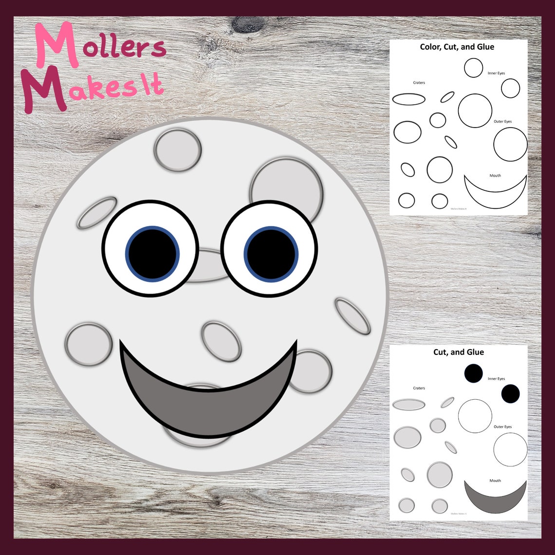 Moon Craft Template Paper Pattern for Kids, Preschool, Kindergarten ...