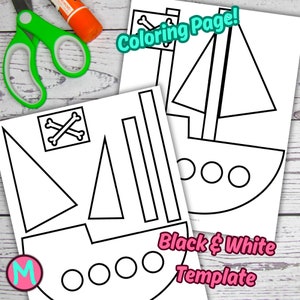 Pirate Ship Craft Template for Kids in Preschool, Simple Cut and Glue ...