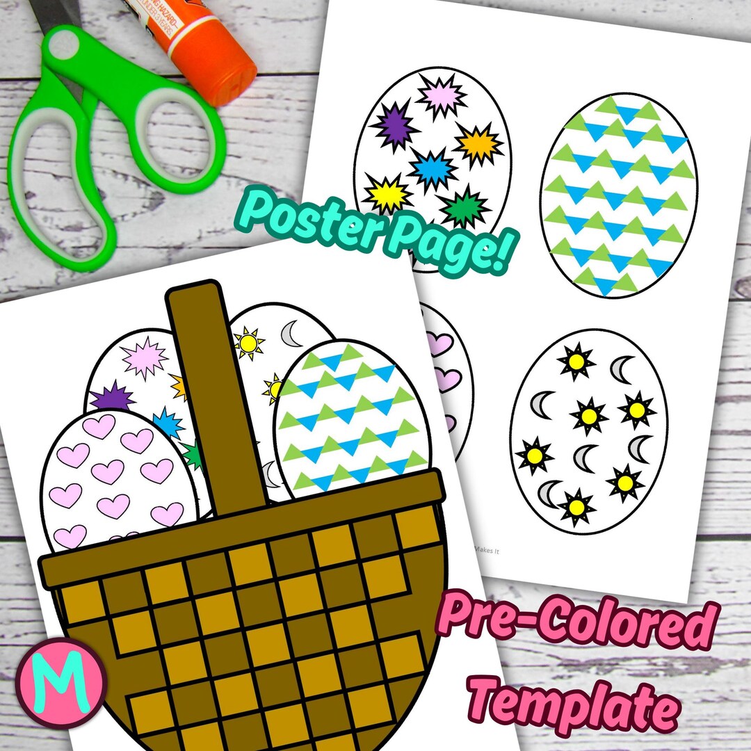 Easter Basket Craft Template for Kids in Preschool, Kindergarten ...