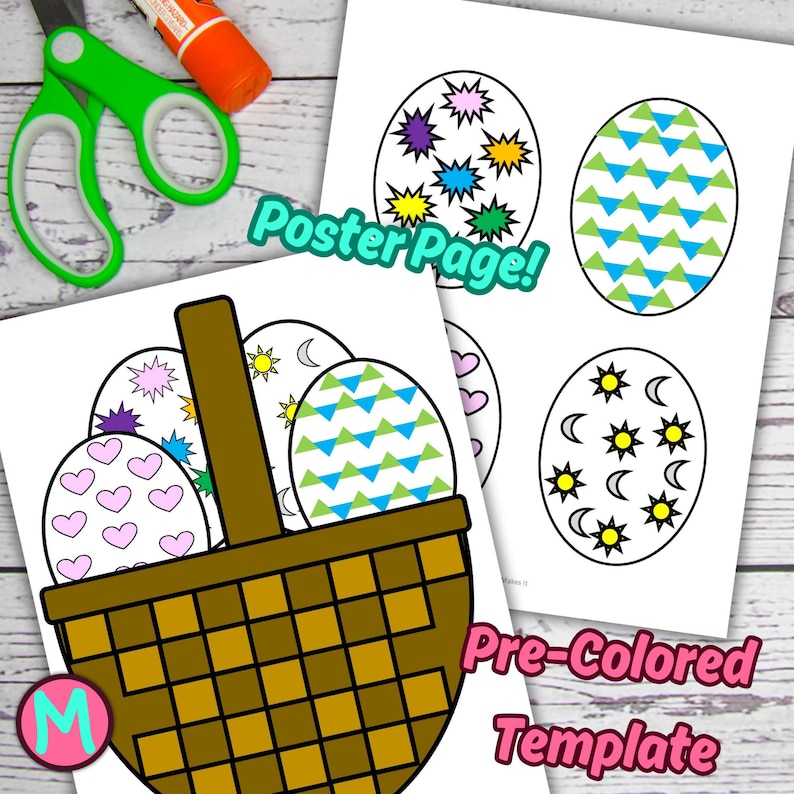 Easter Basket Craft Template for Kids in Preschool, Kindergarten ...