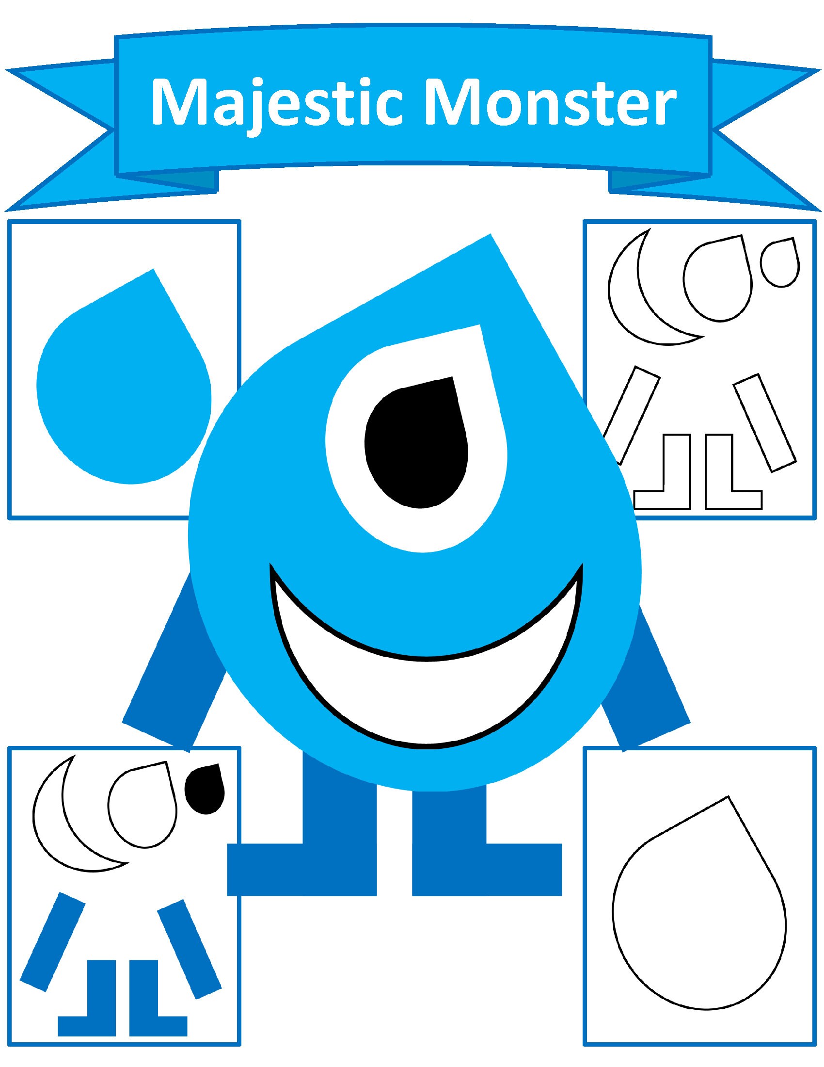Blue Monster Craft Template for Kids, Preschool, Kindergarten ...