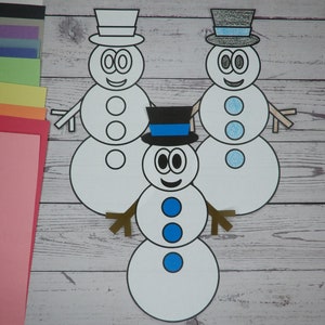 Snowman Craft Template: Cut and Glue Paper Craft for Kids (PDF) - Etsy