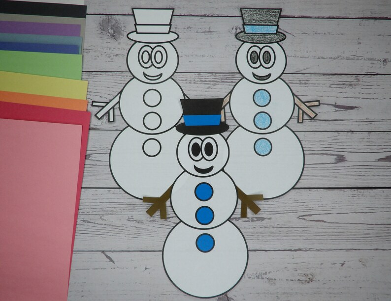 Snowman Craft Template: Cut and Glue Paper Craft for Kids (PDF) - Etsy