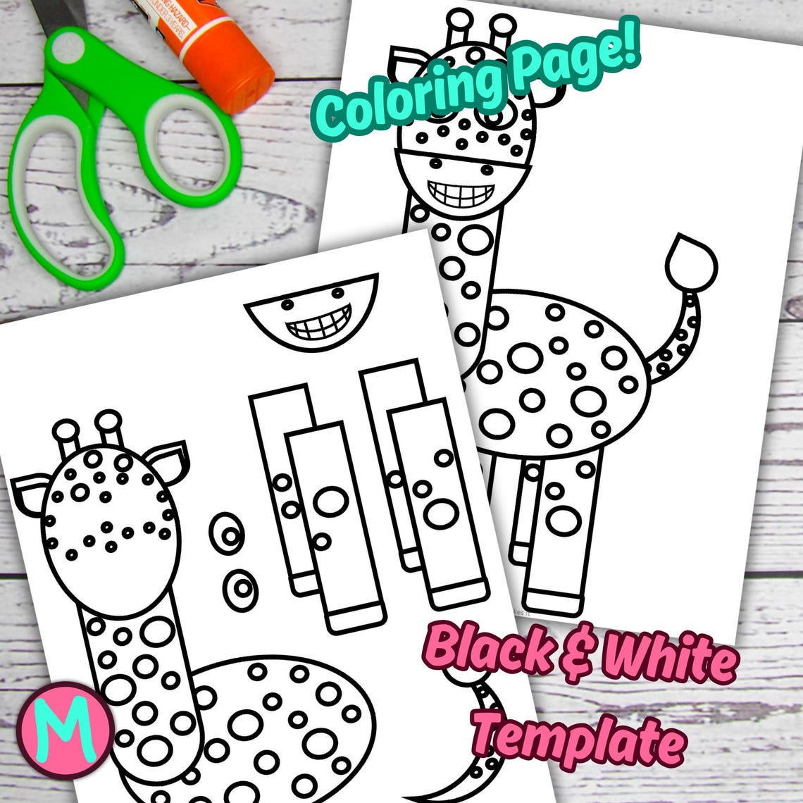 Gallant Giraffe Craft Template for Kids in Preschool, Simple Cut and ...