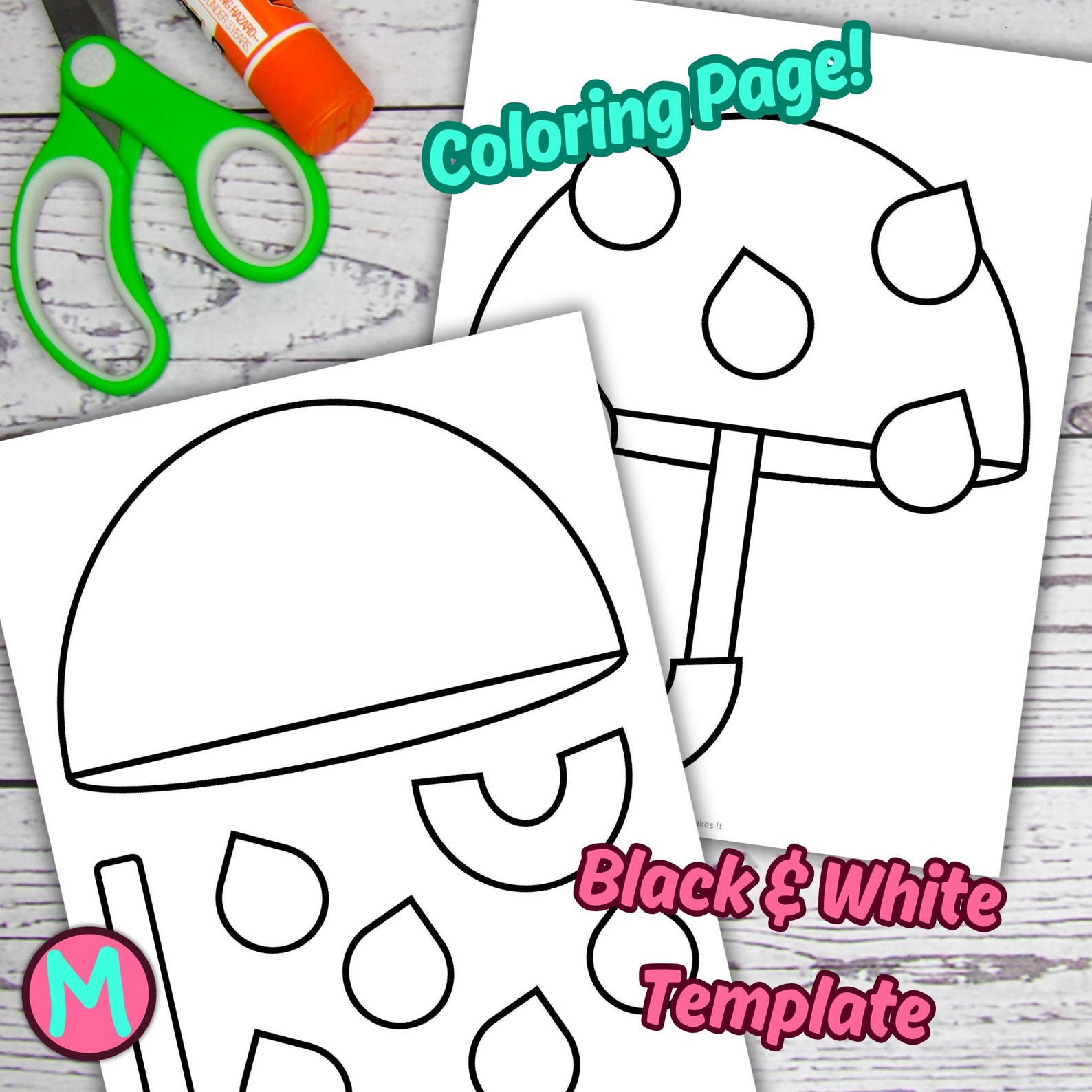 Green Umbrella Craft Template: Spring Paper Craft for Kids (PDF ...