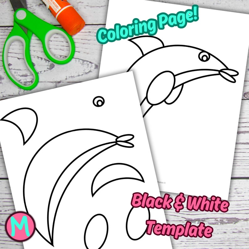 Dolphin Craft Template: Cut and Glue Paper Sea Animal (PDF) - Etsy