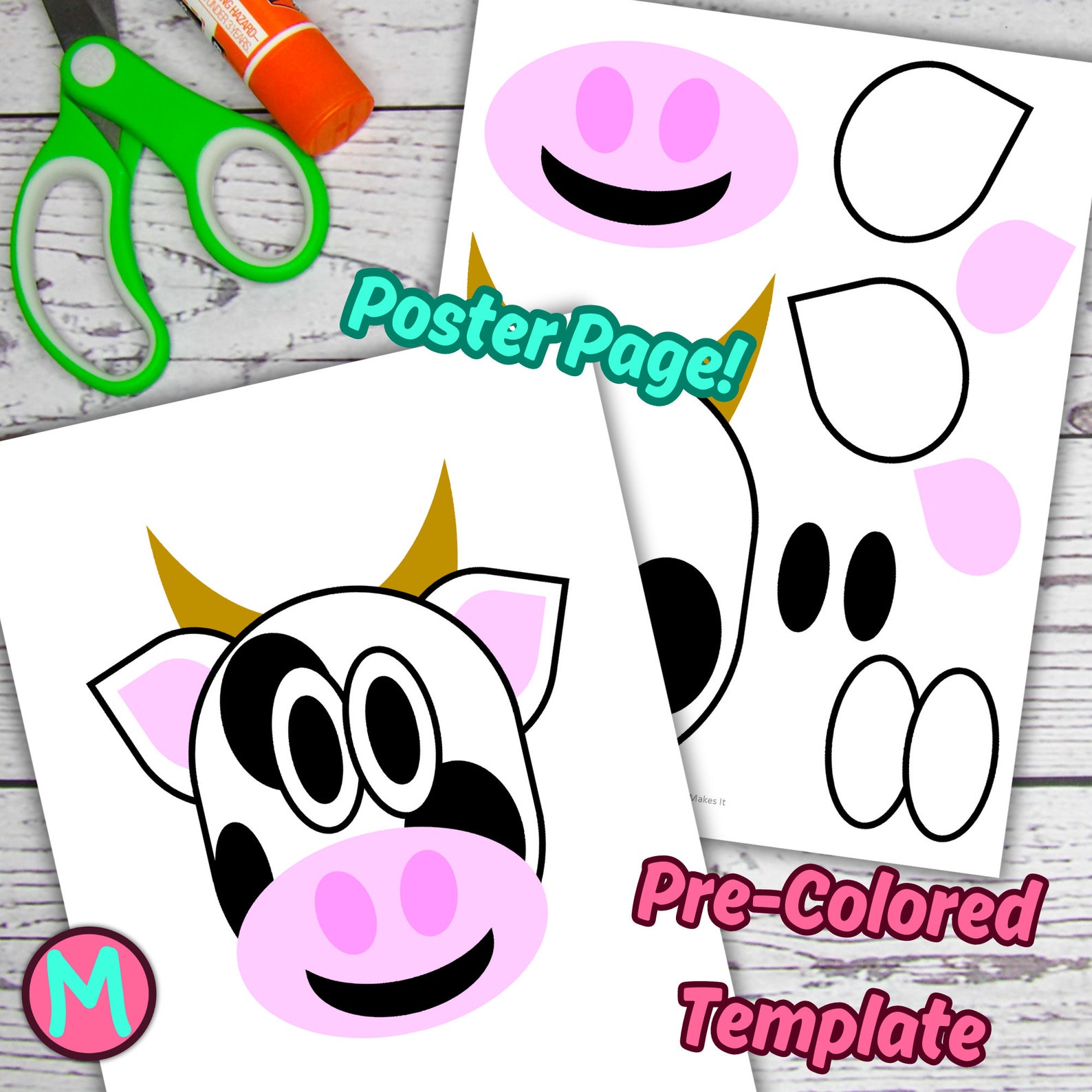 Cow Craft Template for Preschool, Kindergarten, Elementary and ...