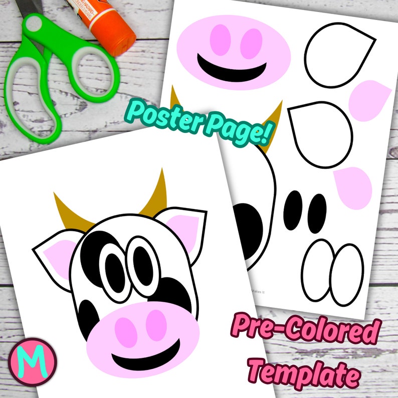 Cow Craft Template for Preschool, Kindergarten, Elementary and ...