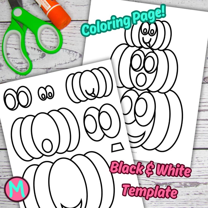 Stack of Pumpkins Craft Template: Halloween Cut and Glue Craft for Kids ...