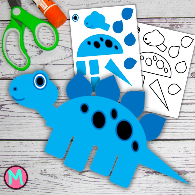 Stegosaurus Craft for Kids: Cut and Glue Activity (PDF) - Etsy