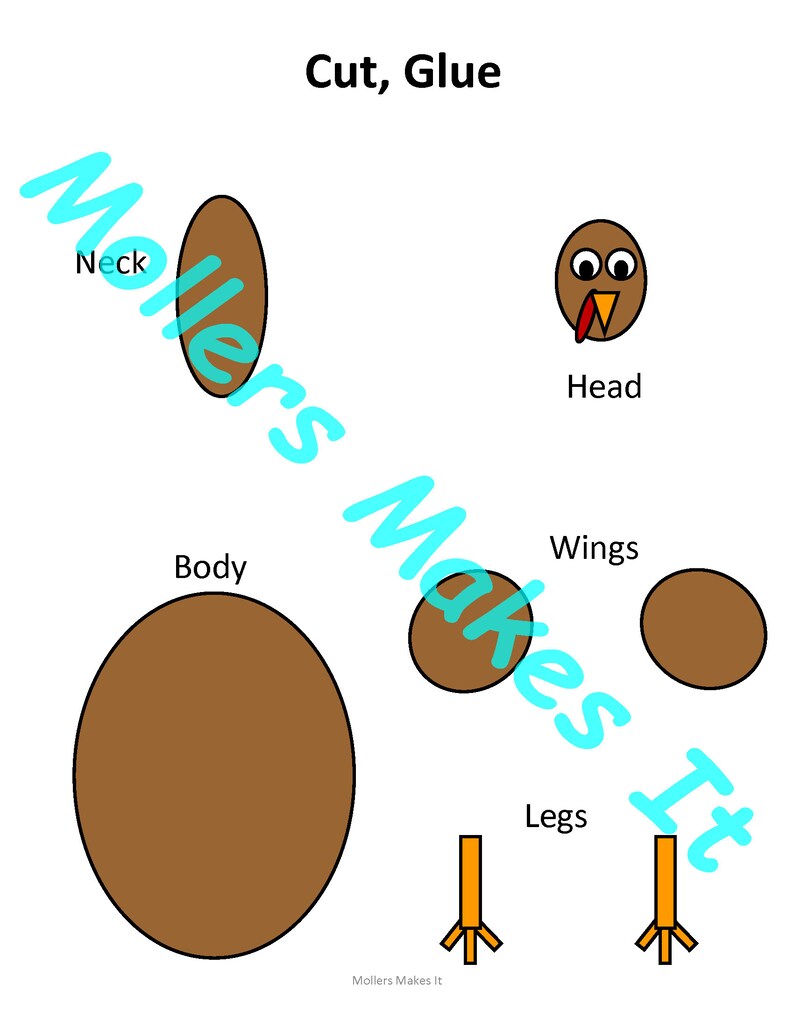 Easy Turkey Paper Craft Pattern Template for Kids Toddlers, Preschool ...