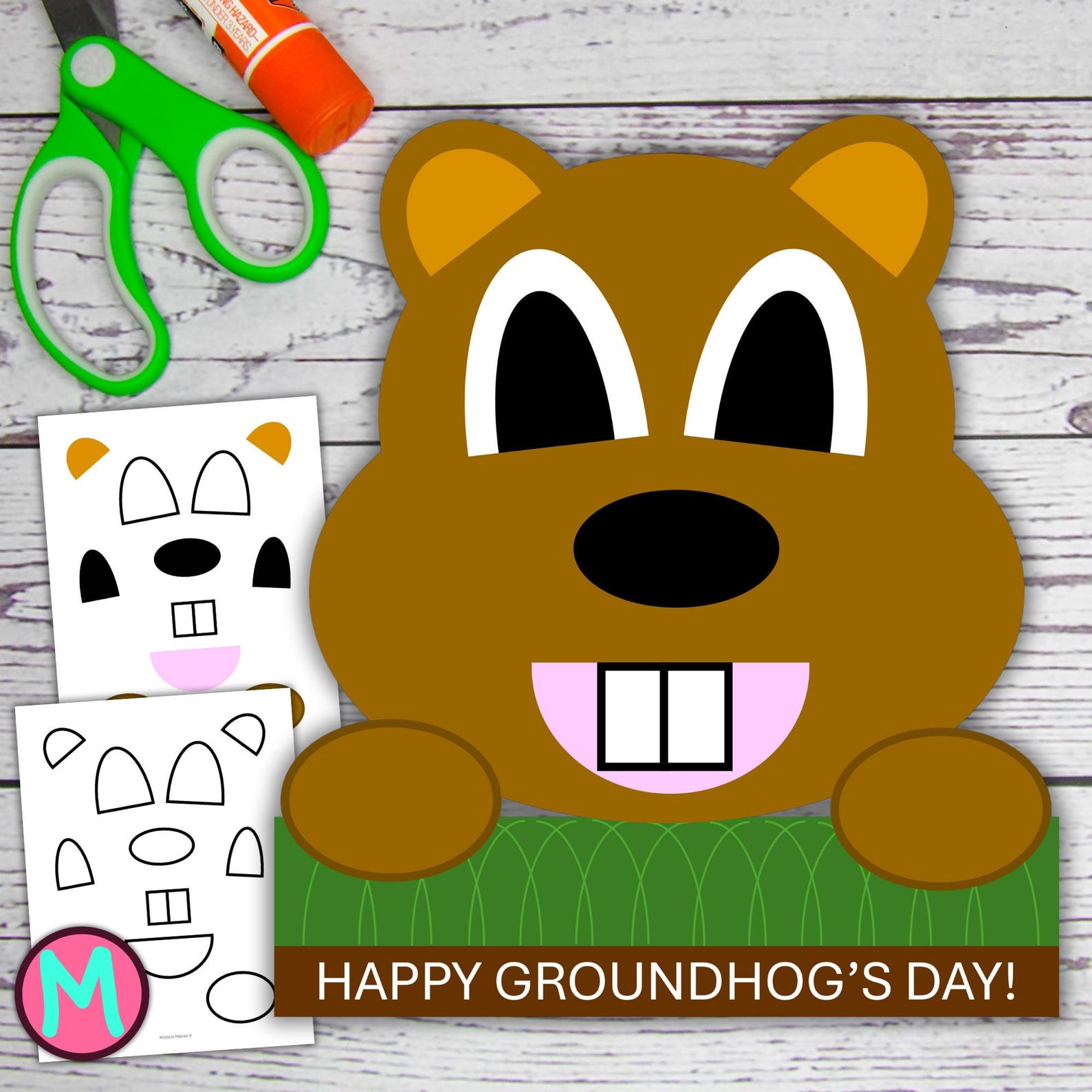 Groundhog Day Craft Template for Preschool, Build A Groundhog Craft for ...