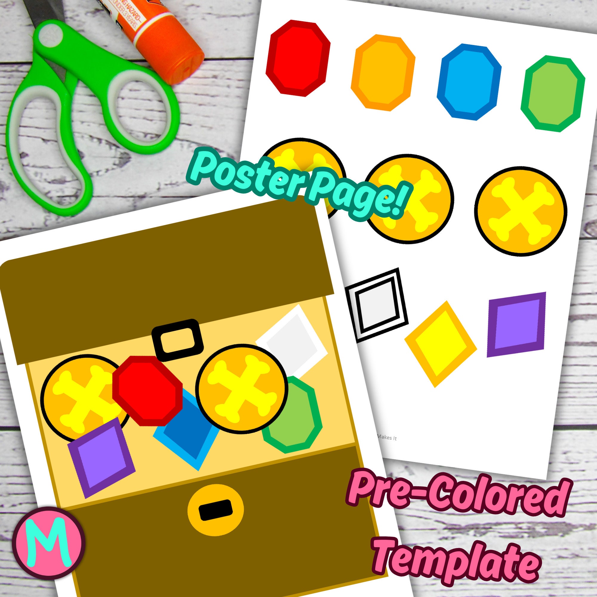 Pirate Treasure Chest Craft Template, Printable Cut and Glue Paper ...