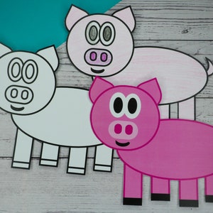Pig Craft Template, Cut and Glue Craft for Kids, Build a Pig Preschool ...
