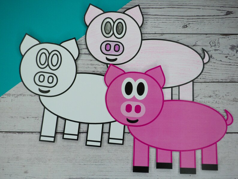 Pig Craft Template, Cut and Glue Craft for Kids, Build a Pig Preschool ...
