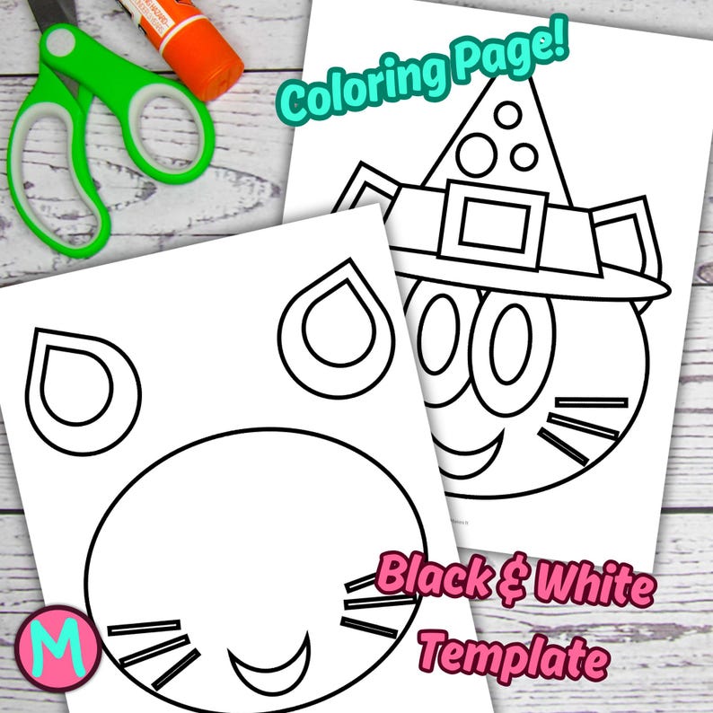 Witch Cat Craft Template: Halloween Cut & Glue Paper Craft (PDF) - Etsy