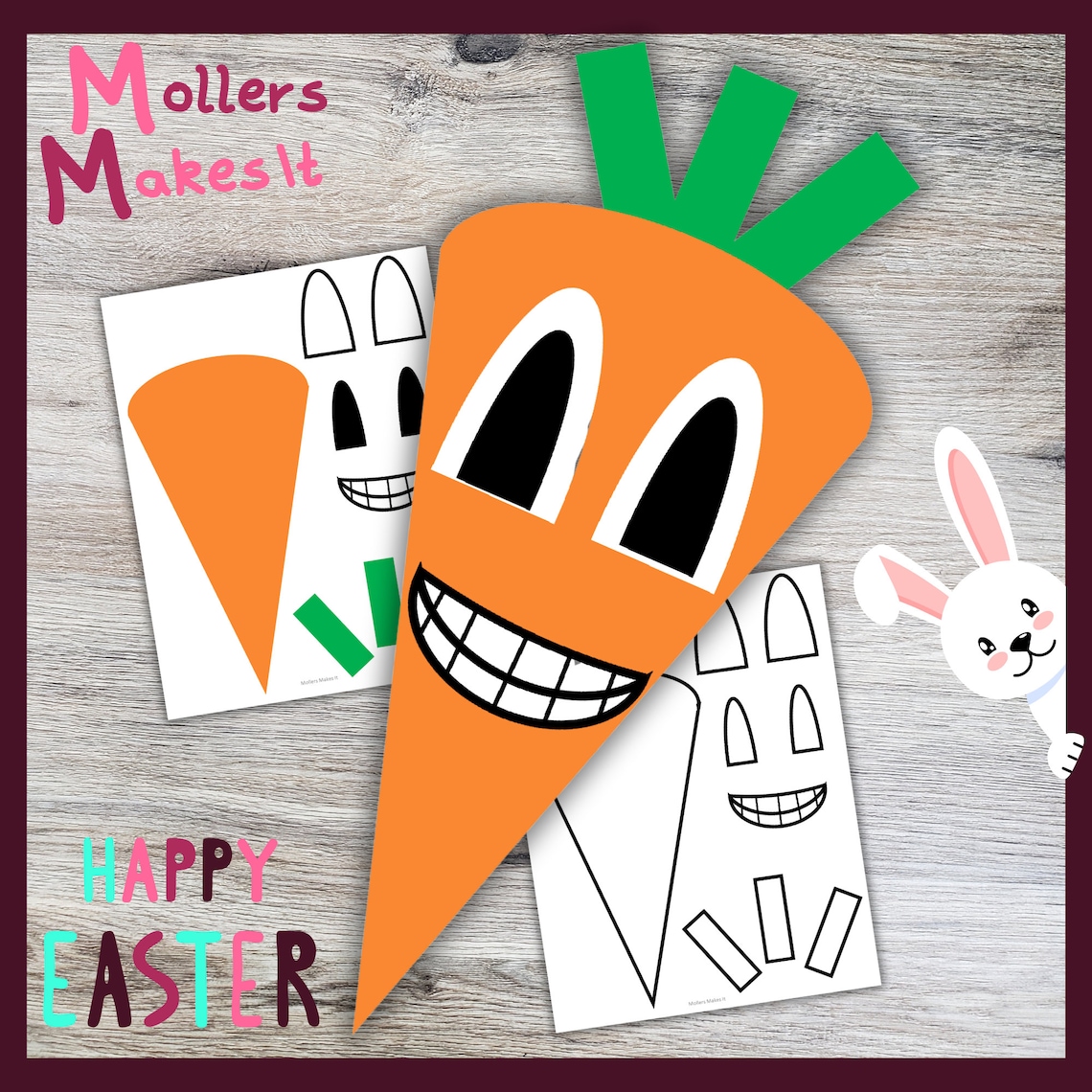 Carrot Craft Template for Kids, Preschool, Kindergarten, Elementary ...
