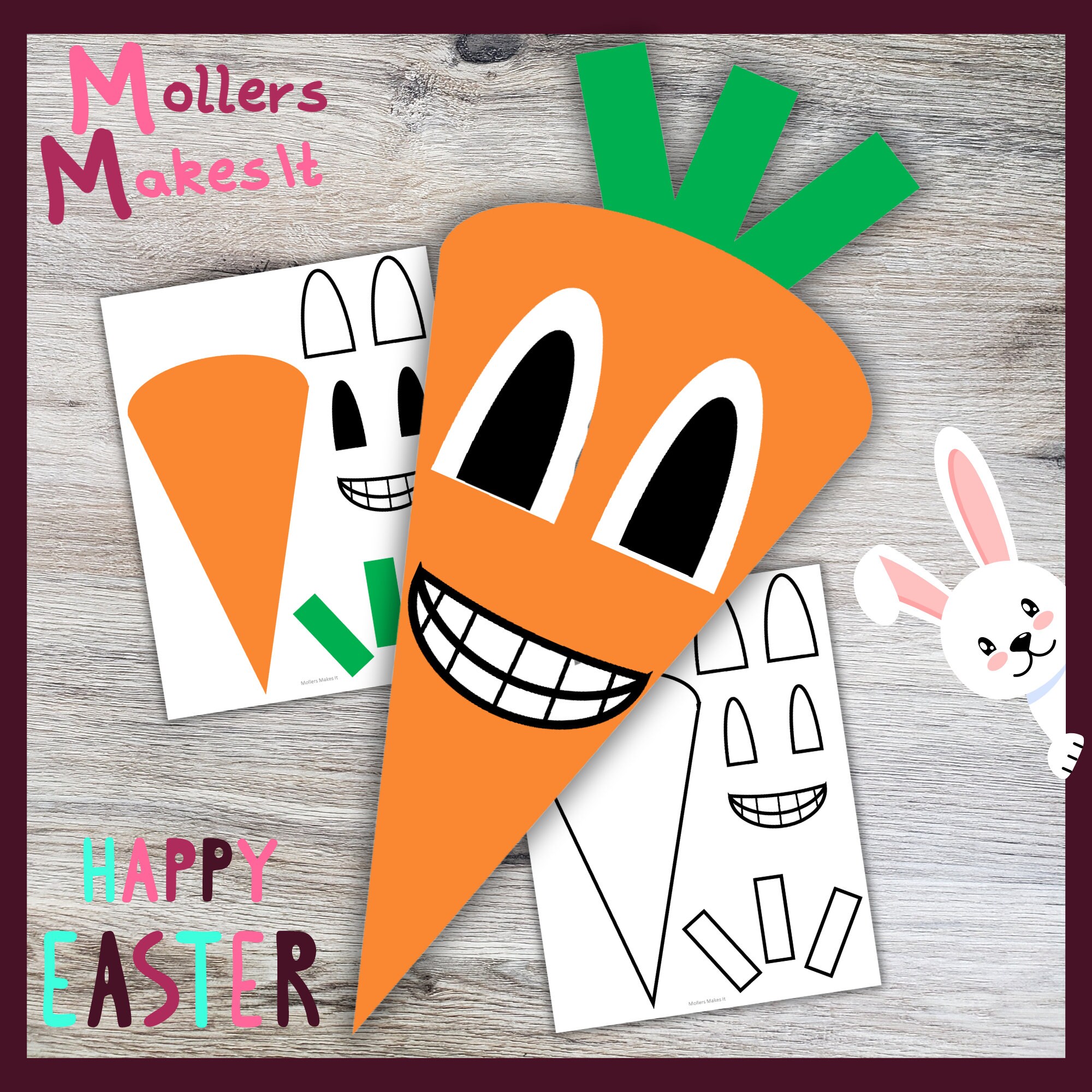 Carrot Craft Template for Kids, Preschool, Kindergarten, Elementary ...