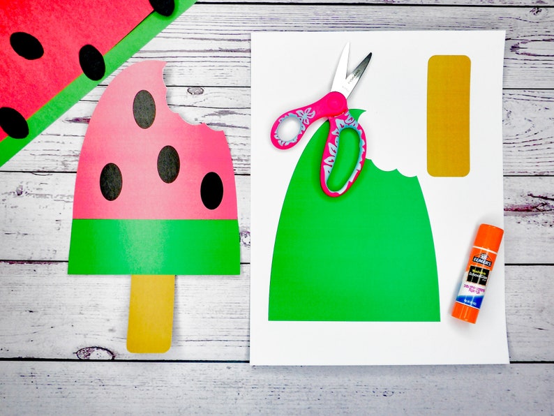 Watermelon Popsicle Craft Template: Cut & Glue Activity (PDF) - Etsy
