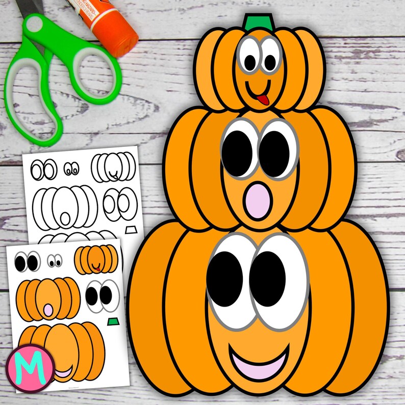 Stack of Pumpkins Craft Template for Halloween, Jack O Lantern Craft ...