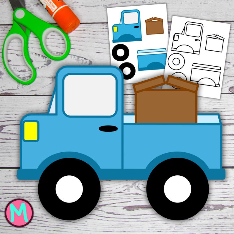 Blue Truck Craft Template: Printable Kids Cut & Glue Activity (PDF ...