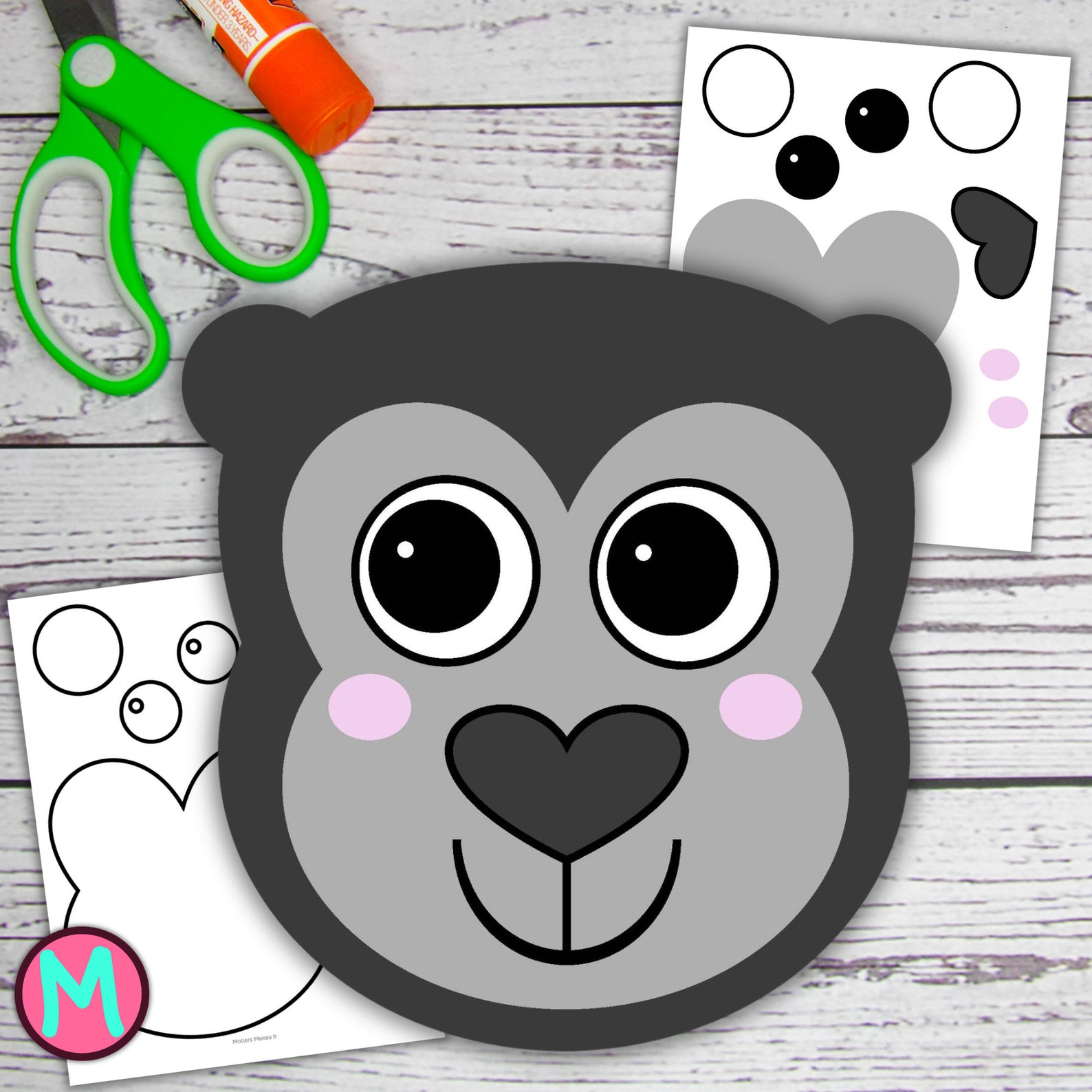 Gorilla Craft Template, Simple Toddler Craft, Preschool Craft, Cut and ...