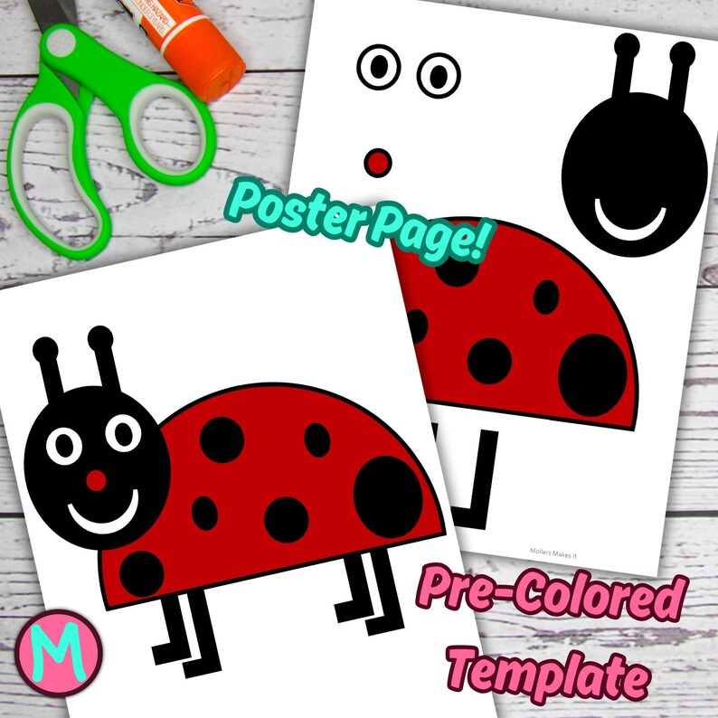 Ladybug Craft Template: Easy Cut & Glue Activity (PDF) - Etsy