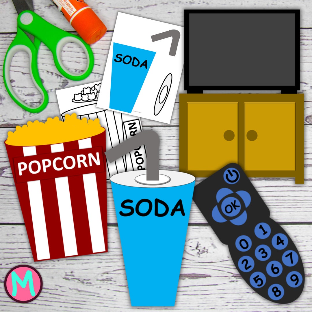 Movie Night Craft Template Bundle for Kids, Simple Toddler Craft, Cut ...