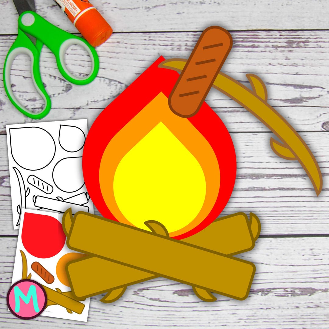 Hot Dog Campfire Craft Template: Printable Kids Cut & Glue Activity ...