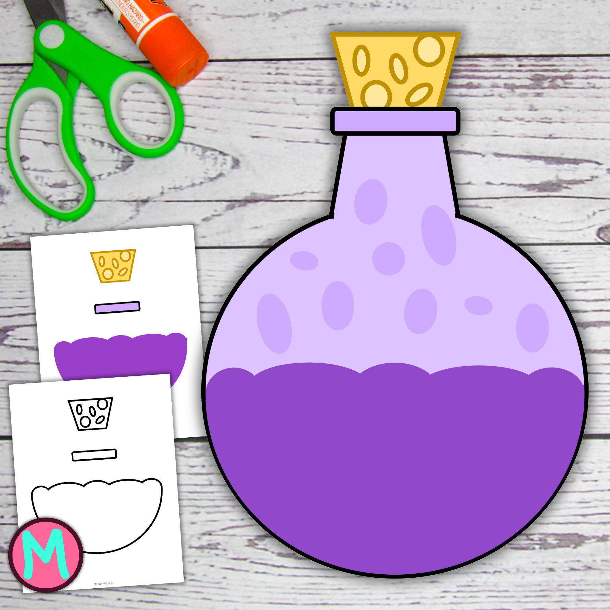 Purple Potion Craft Template for Halloween, Simple Toddler Halloween ...
