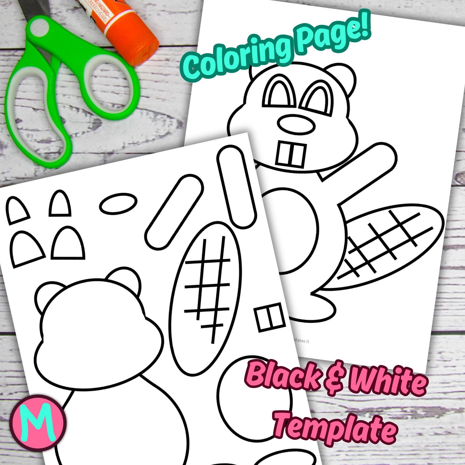 Beaver Craft Template for Preschool, Simple Toddler Craft, Fun Cut and ...