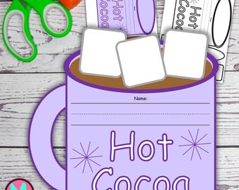 Purple Hot Cocoa Name Craft: Winter Cut & Glue Paper Craft (PDF) - Etsy