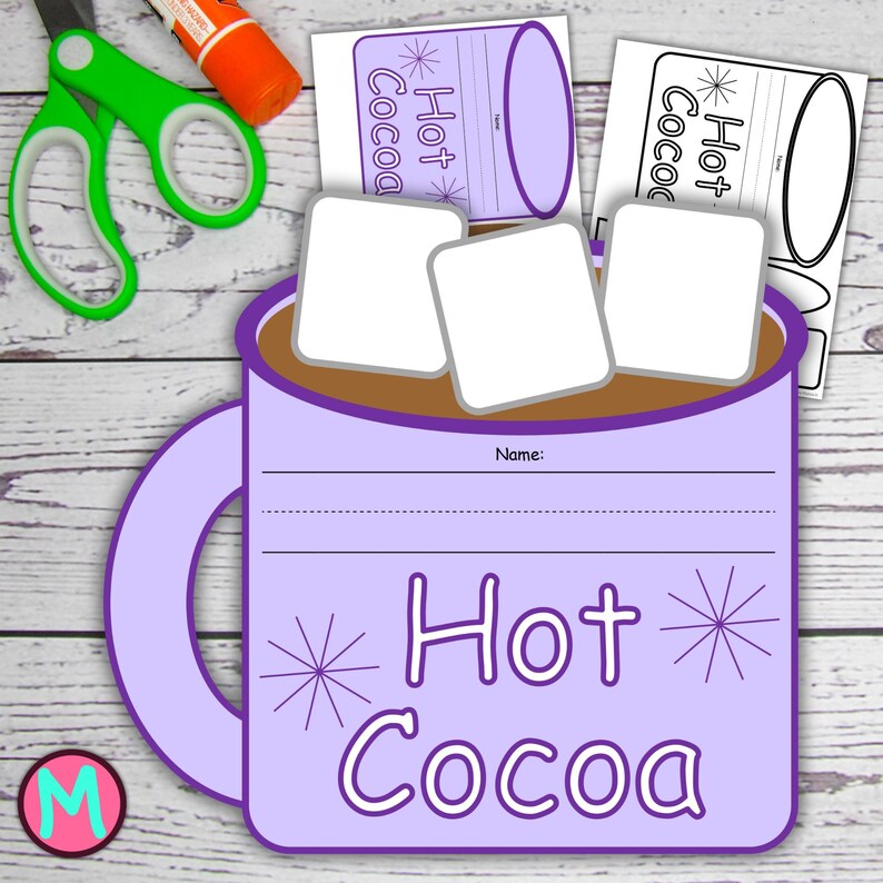 Purple Hot Cocoa Name Craft: Winter Cut & Glue Paper Craft (PDF) - Etsy