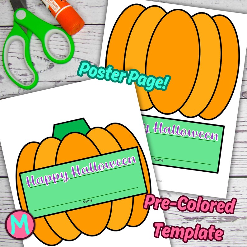 Halloween Name Pumpkin Craft Template: Cut & Glue Paper Craft (PDF) - Etsy
