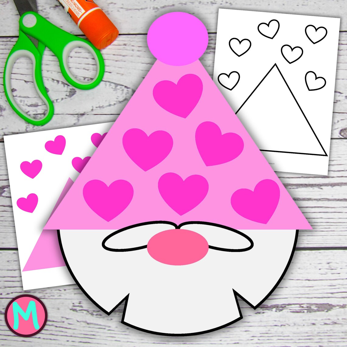 Valentine Gnome Craft Template: Cut & Glue Paper Craft (PDF) - Etsy