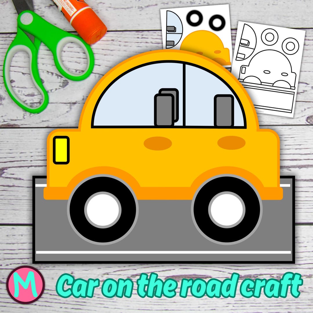 Yellow Car Craft Template, Vehicle Cut and Glue Paper Craft for Kids - Etsy