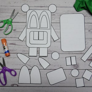 Green Monster Craft Template for Kids, Preschool, Kindergarten ...