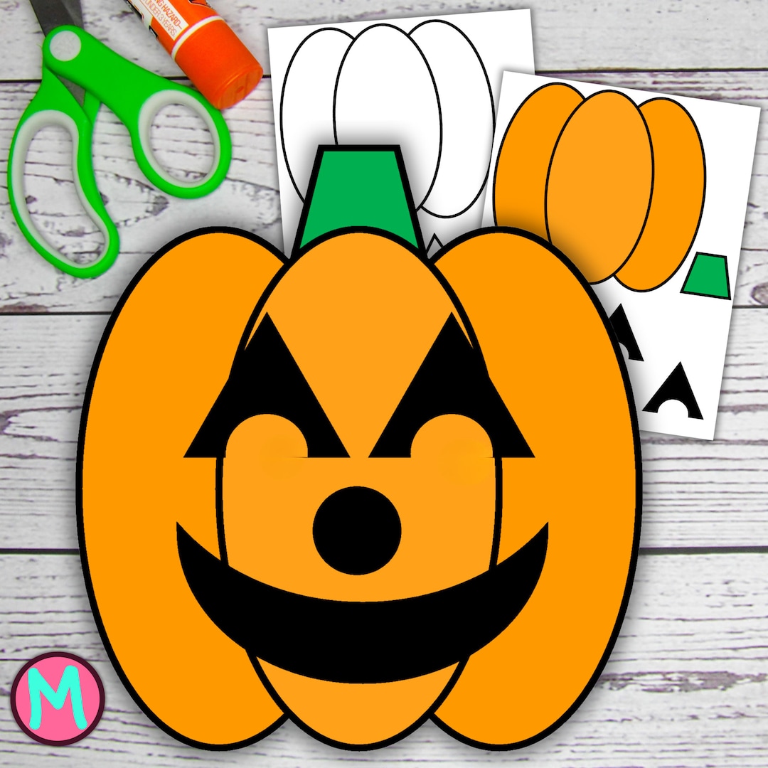 Jack-o-lantern Craft Template, Halloween Cut and Glue Pumpkin Paper ...