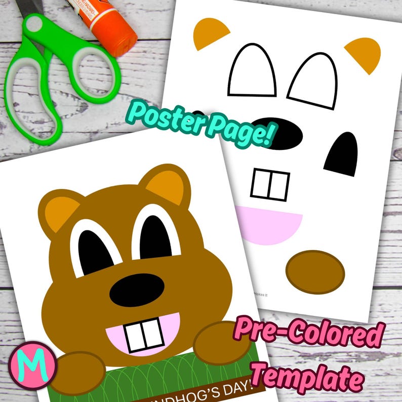 Groundhog Day Craft Template for Preschool, Build A Groundhog Craft for ...