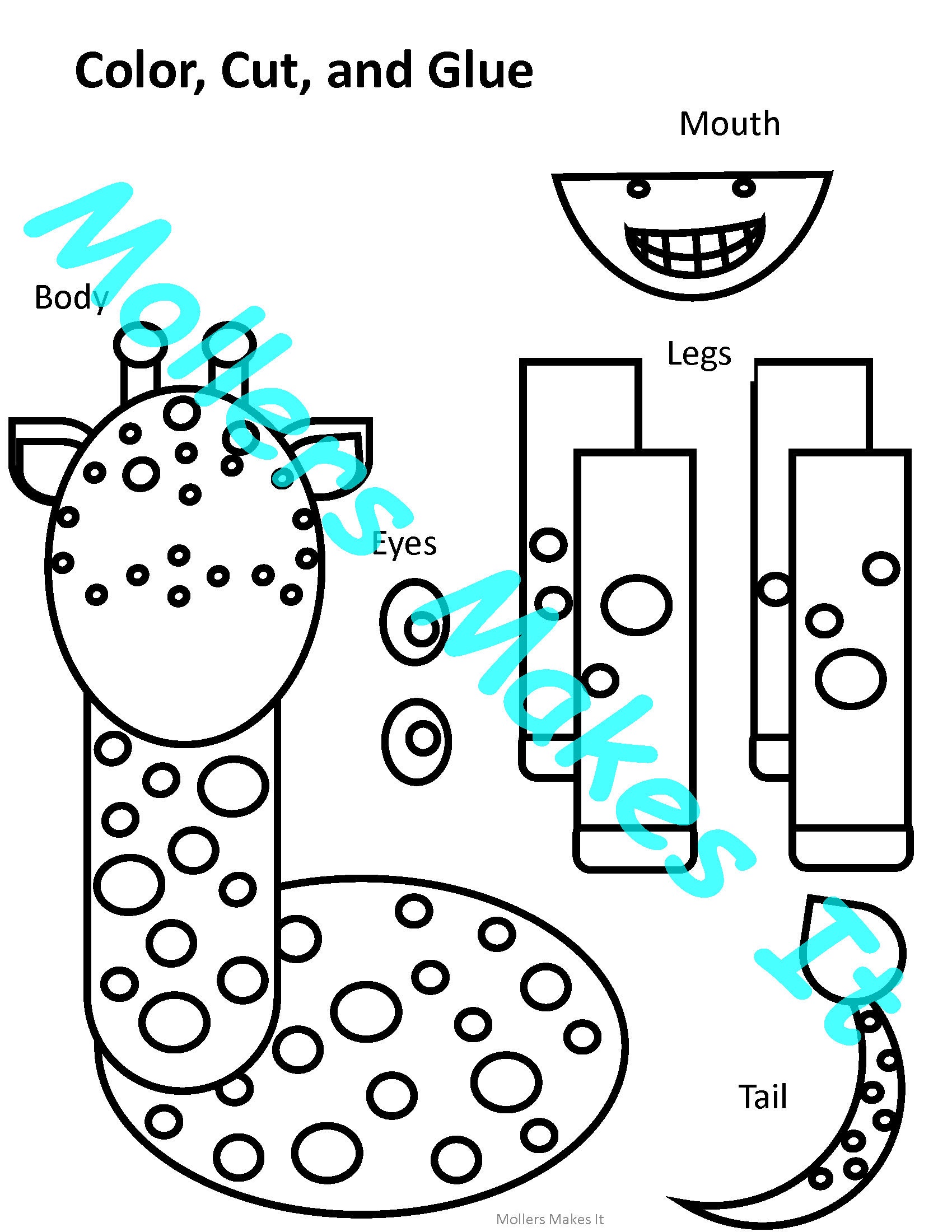 Gallant Giraffe Craft Template for Kids in Preschool, Kindergarten ...