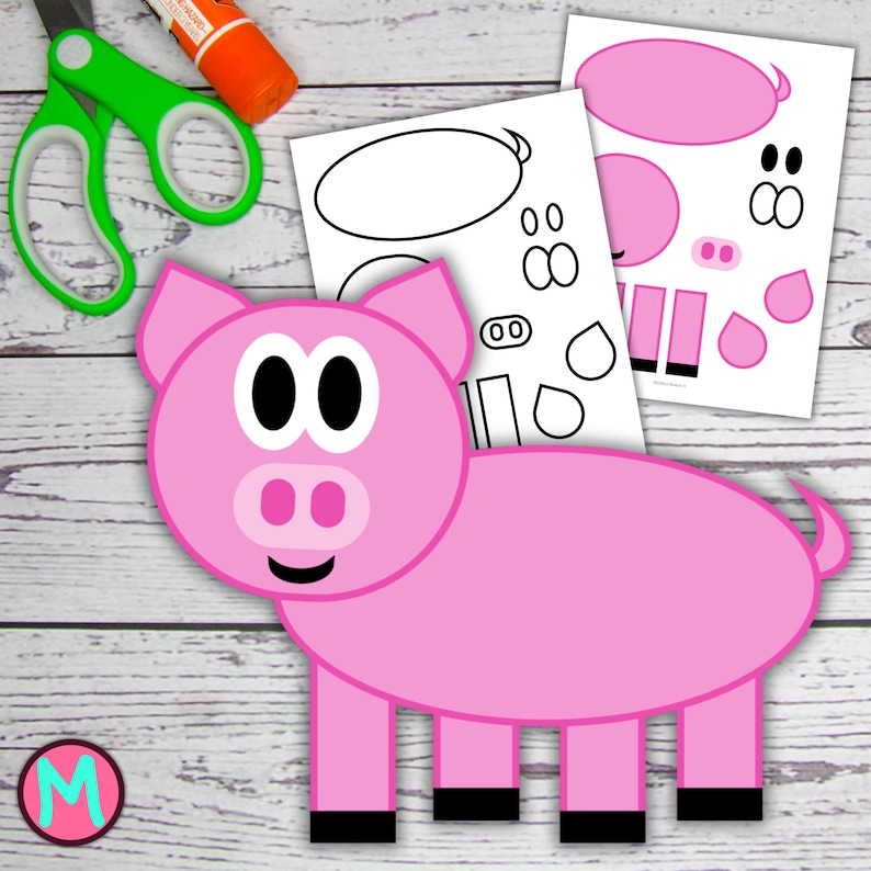 Pig Craft Template, Cut and Glue Craft for Kids, Build a Pig Preschool ...
