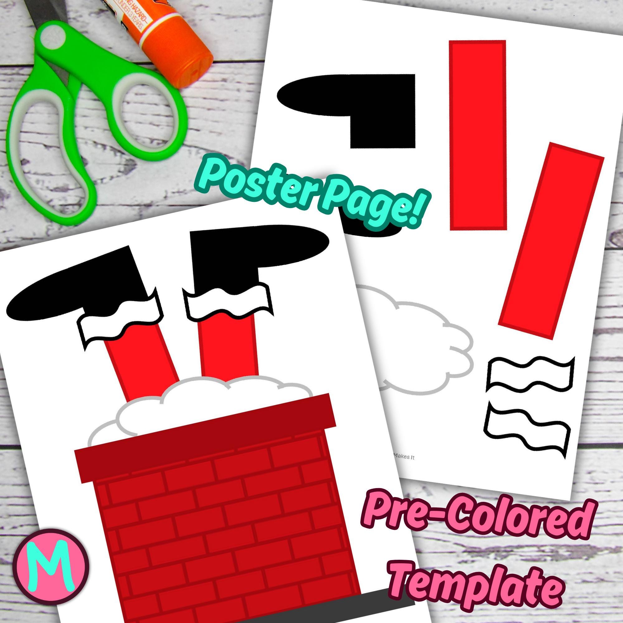 Santa Stuck in Chimney Craft Template: Christmas Cut & Glue Activity ...