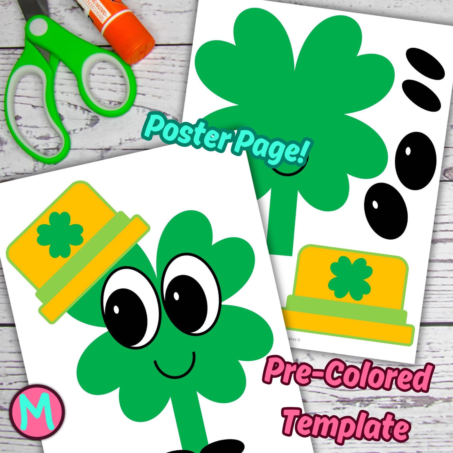 St. Patrick's Day Clover Person Craft Template: Cut & Glue Paper Craft ...