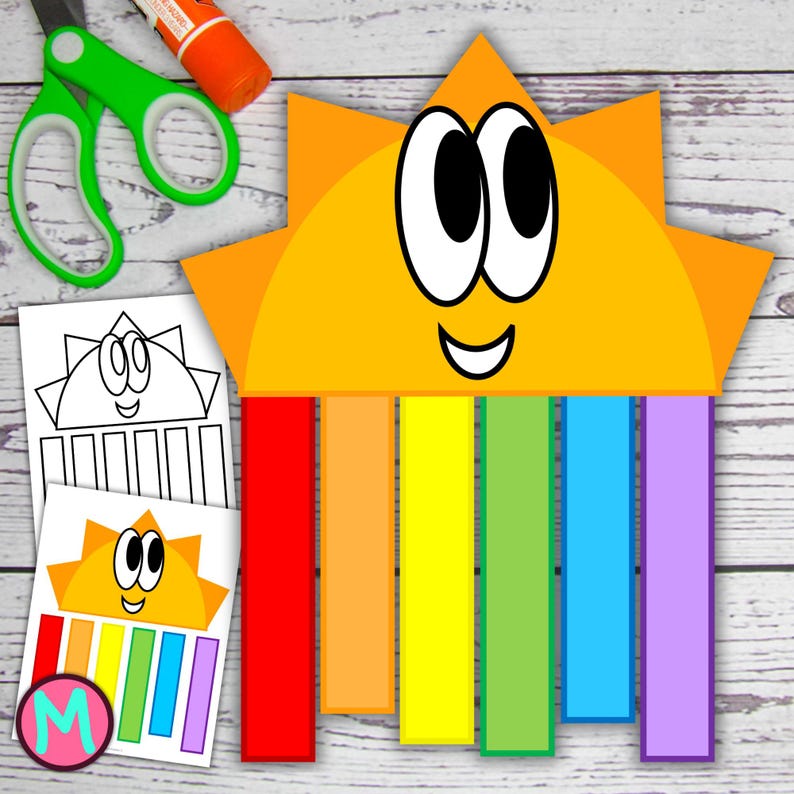 Sun and Rainbow Craft Template: Cut & Glue Activity (PDF Download - Etsy
