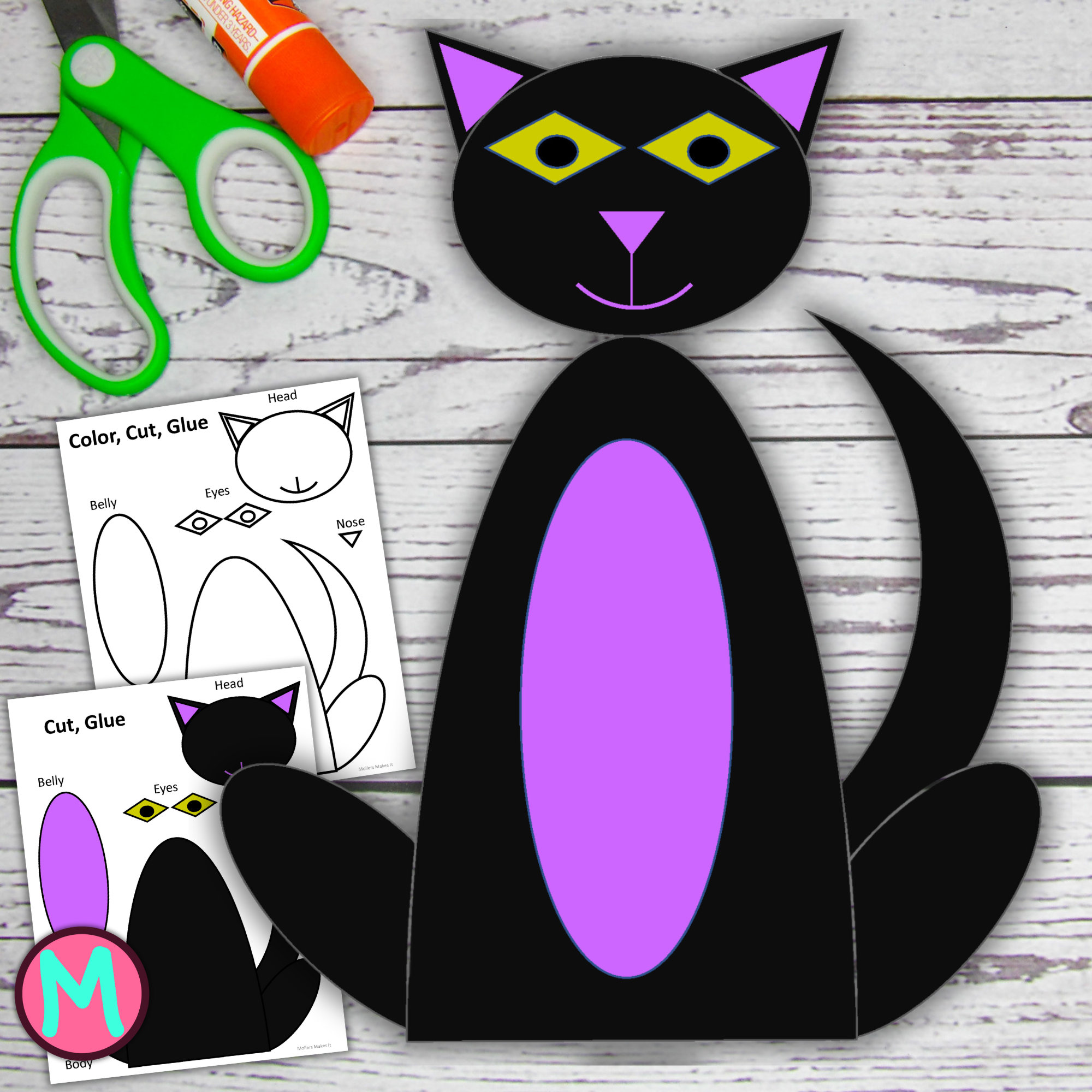 Halloween Cat Craft Template for Kids Preschool, Kindergarten ...